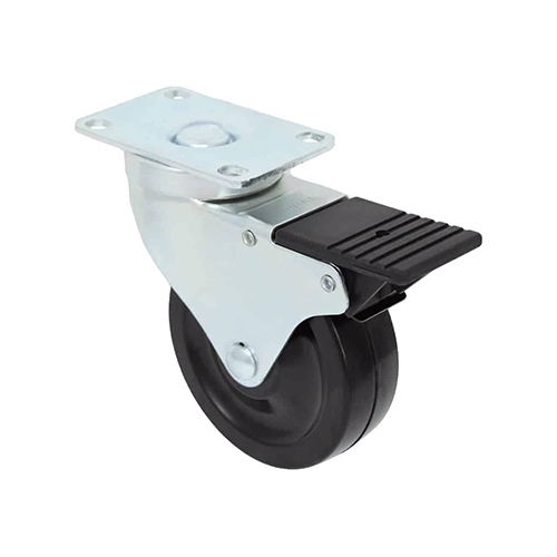 Rodaja de placa giratoria con rueda de hule duro de 4″ con freno ...